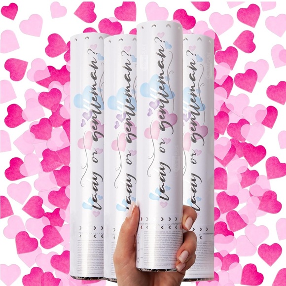 Party Supplies | Heartshaped Gender Reveal Confetti Cannon Pink Set Of ...